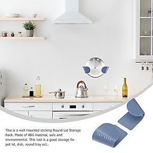 Hemoton 5 Pairs of Wall Mount Pot Lid Organizers Racks Plastic Pot Lid Storage Racks Holders for Kitchen Wall (Blue)