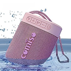 comiso IPX7 Waterproof Bluetooth Speakers, Portable Wireless Speakers with Rich Bass HD Sound, Small Compact Floating Speaker with 20H Playtime for Beach, Pool, Shower, Outdoor Travel - Rose Gold