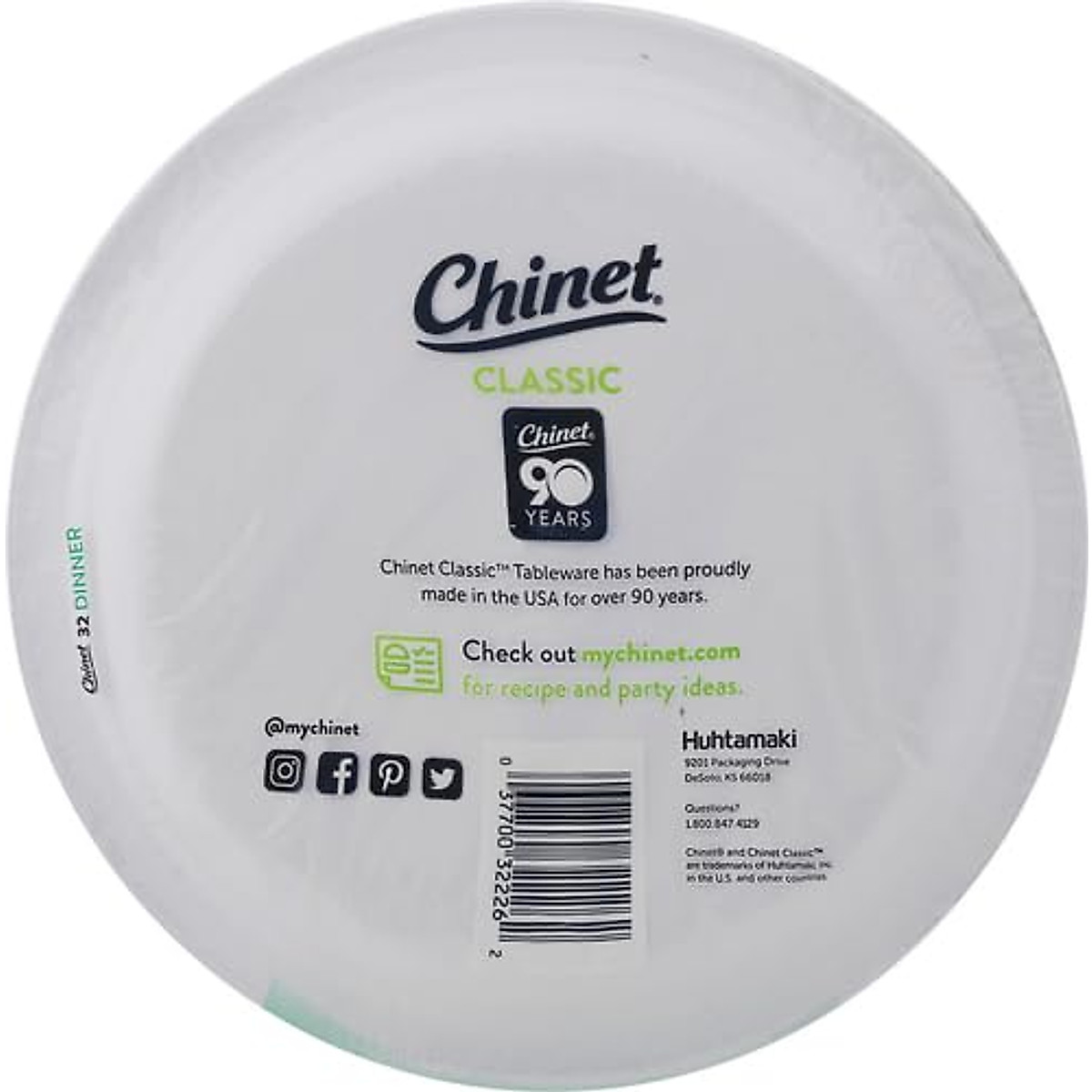 Chinet Classic White Dinner Plates, 32 ct