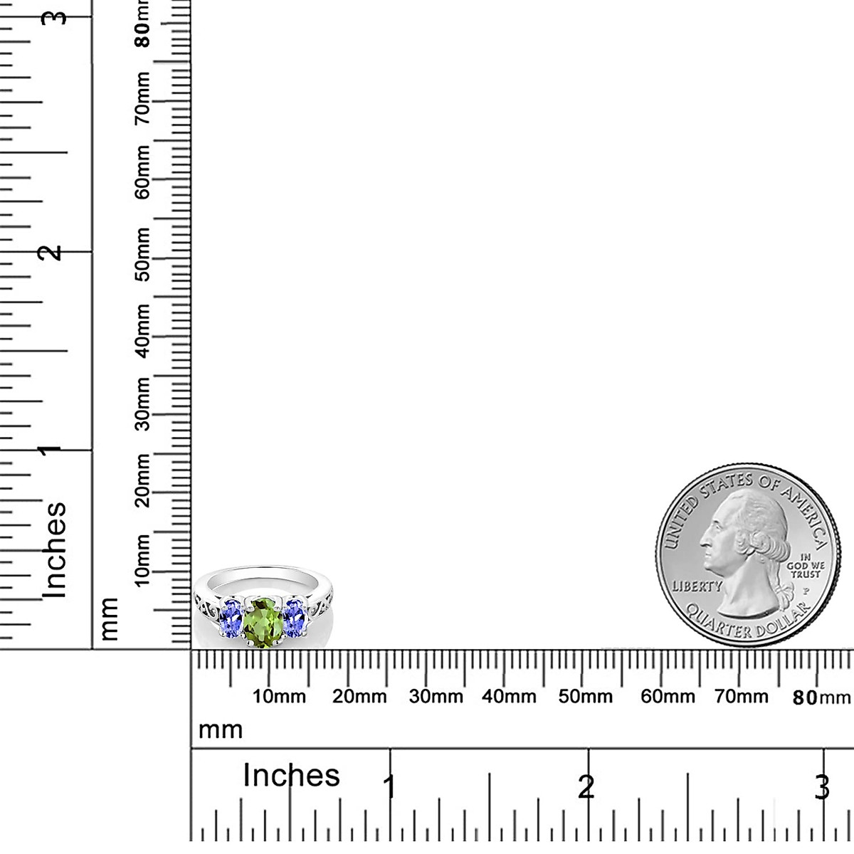 Gem Stone King 925 Sterling Silver Customized and Personalized Engagement Promise 3 Gemstone Birthstone Name Engraved Couple Mother's Ring For Women (Size 8)