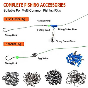 PLUSINNO 253pcs Fishing Accessories Kit, Fishing Tackle Box with Tackle Included, Fishing Hooks, Fishing Weights Sinkers, Spinner Blade, Fishing Gear for Bass, Bluegill, Crappie, Fishing