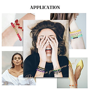 Paodey 6mm Glass Beads for Bracelets 1400pcs, Bracelet Making Kit 24 Colors Crystal Beads for Jewelry Making Round Beads DIY Crafts with Spacer Beads Charms Accessories