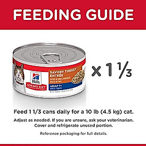 Hill's Science Diet Senior 7+ Wet Cat Food, Savory Turkey Entrée, 5.5 oz. Cans, 24-Pack