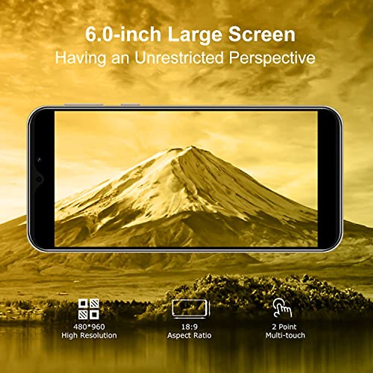 Xgody Unlocked Cell Phone X60, 6.0 Inch Android 9.0 OS Smartphone, 2022 New 4G Dual SIM Standby Cheap Cell Phones, 3000mAh Massive Battery Dual 5MP Camera Android Phone with Face Recognition (Gold)