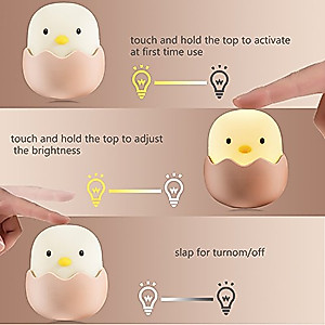 Qwifyu Kids Night Light, Cute Creative Egg Shell Baby Night Light with Touch Sensor, Nursery Night Lights, Kawaii Desk Accessories, Room Decor for Boys Girls Kids Gifts