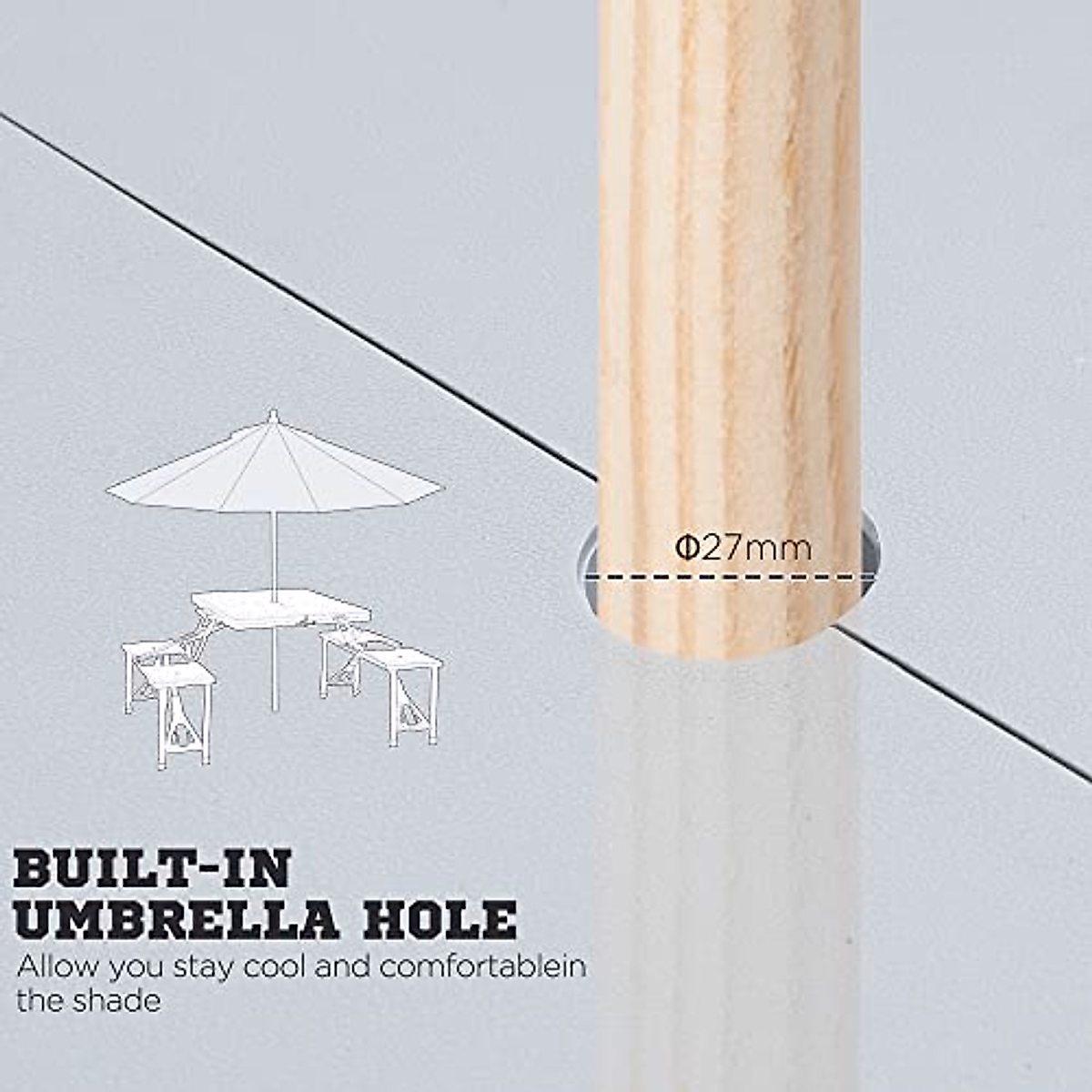 Outsunny Portable Foldable Camping Picnic Table Set with Four Chairs and Umbrella Hole, 4-Seats Aluminum Fold Up Travel Picnic Table, Grey