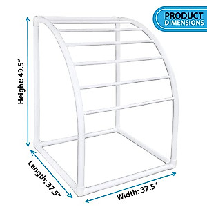 7 Bar Curved Outdoor Towel Rack - Free Standing Poolside Storage Organizer - Also Stores Floats, Paddles and Noodles, 37.5" W x 37.5" L x 49.5" H, (White) Style 244574