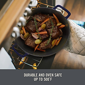 DASH Zakarian by Dash 4.5Qt Nonstick Cast Iron Braiser for Braising, Frying and More - Blue