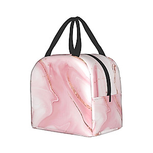 Senheol Pink Marble Lunch Box, Insulation Lunch Bag for Women Men, Reusable Lunch Tote Bags Perfect for Office Camping Hiking Picnic Beach Travel