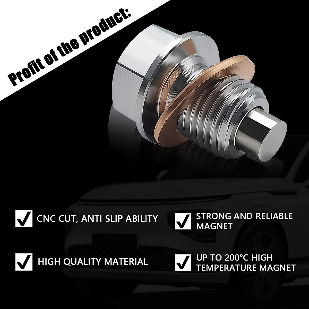 Fogfar 1 PC Oil Drain Plug with 5 Cooper Washer, M14x1.5 Heavy Duty Engine Oil Drain Plug, for Qashqai Qijun New Teana New Sunshine Liwei Sylphy Tiida Nissan (Silver)