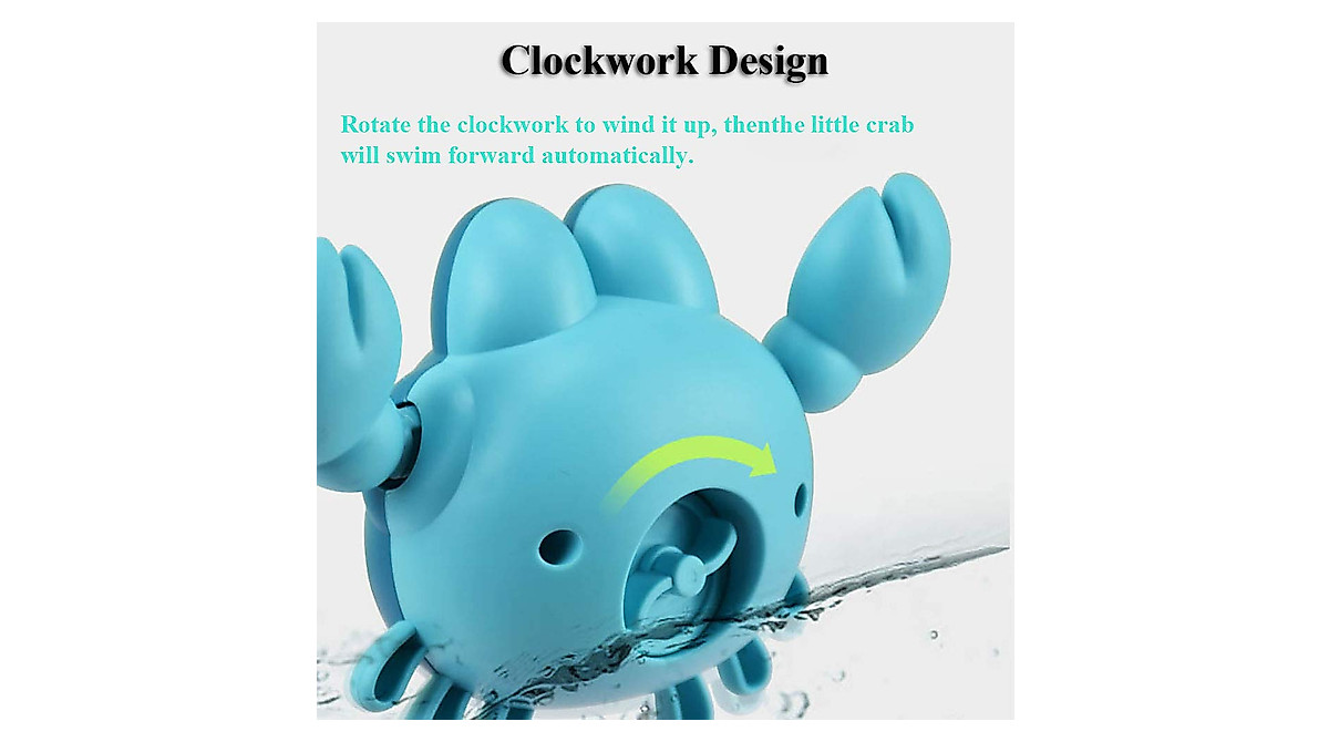 NEXTAKE Wind-up Crab Bath Toy - Fun Swimming Crab for Toddler Baths