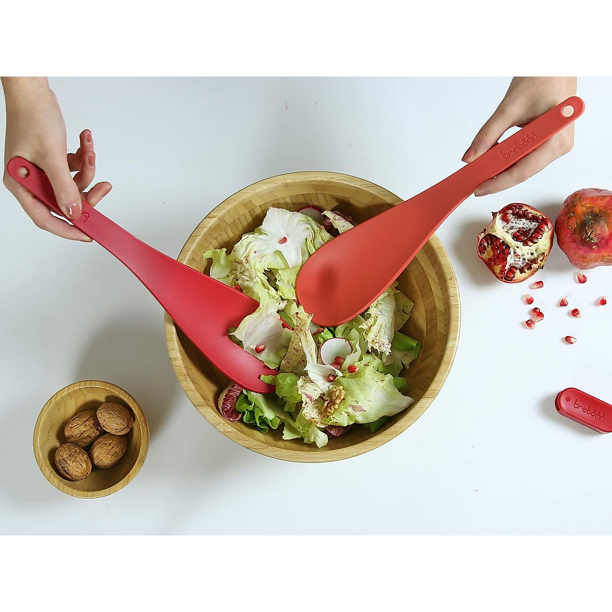 Trebonn Twins Salad Server Salad Cutlery Set consisting of Spoon and Fork. Use Separately for Mixing, use Together for Serving and Save Space in The Drawer