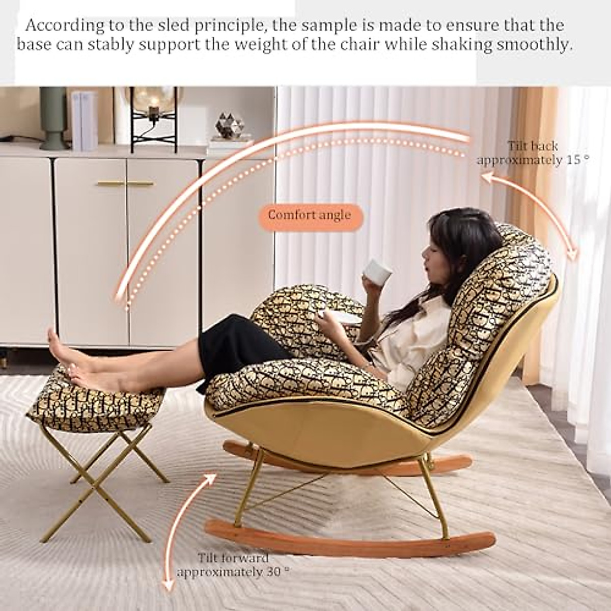 BREAUX Egg Rocking Chair with Cushion for Front Porch,Modern Rocker Chair for Balcony,Outdoor Patio Rocking Chairs(A)
