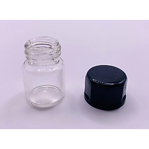 [144 Pack] 1.5 ml Glass Vials, High Grade Borosilicate Glass Empty Vials with Caps, Small Liquid Sample Clear Vial, Black Closed Top Screw Caps with PE Liner (0.4 Dram)