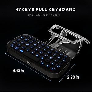 Nargos PS5 Controller Keyboard with Backlight Playstation 5 DualSense Chatpad Wireless Bluetooth Mini Keyboard Controller Accessories - Black