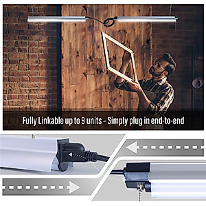 Newhouse Lighting 2FT LED Shop Light, 25W (100W Equivalent), 2200 Lumens, 4000K Linkable Garage Lighting, Utility LED Ceiling Lights, Chain or Flush Mount, 4-Pack