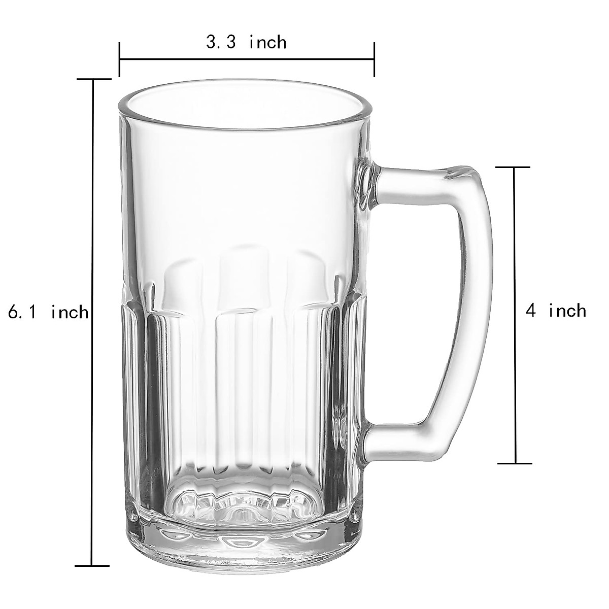 TUSAPAM 4 Pack Heavy Beer Mugs, Large Beer Glasses with Handle, 20 Ounce Glass Steins, Classic Beer Mug glasses Set