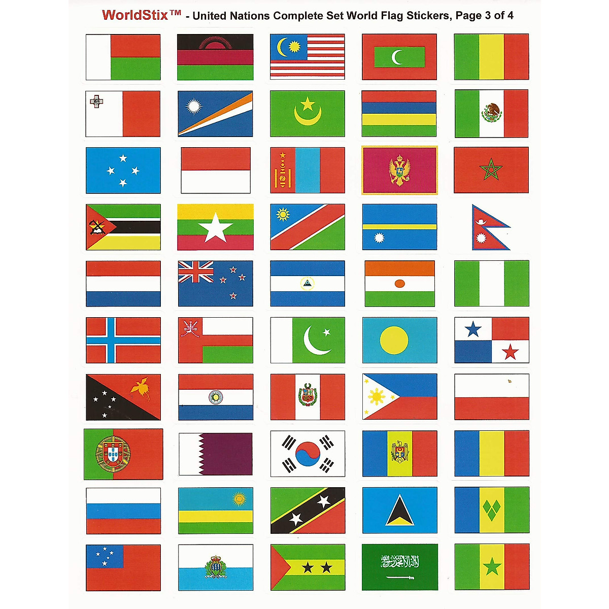 World Flag Stickers - United Nations Sticker Set; 1.5" x 1" Self Adhesive Stickers for Every International Country in The United Nations Plus 7 UN Stickers, 200 Sticker Flags Total Made in USA