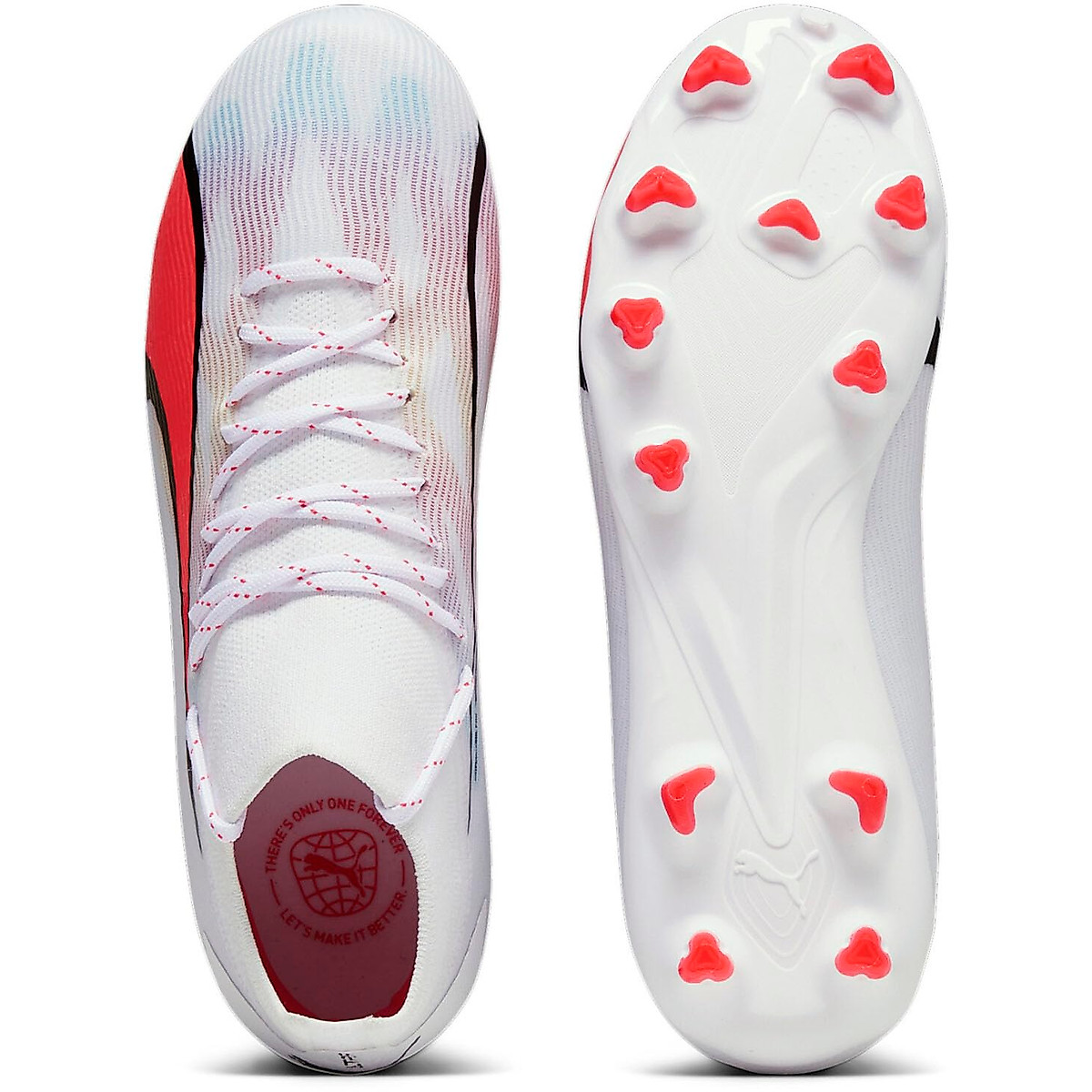 PUMA Ultra Pro Firm Ground/Artificial Ground (Little Kid/Big Kid) Puma White/Puma Black/Fire Orchid 2 Little Kid M