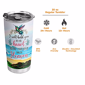 20oz Faith Hummingbird Tumbler, Memorial Heaven Stairway Hold You in my Heart, Coffee Thermos for Women, Stainless Steel Double Wall Vacuum Insulated Coffee Mug, Travel Cup with Lid
