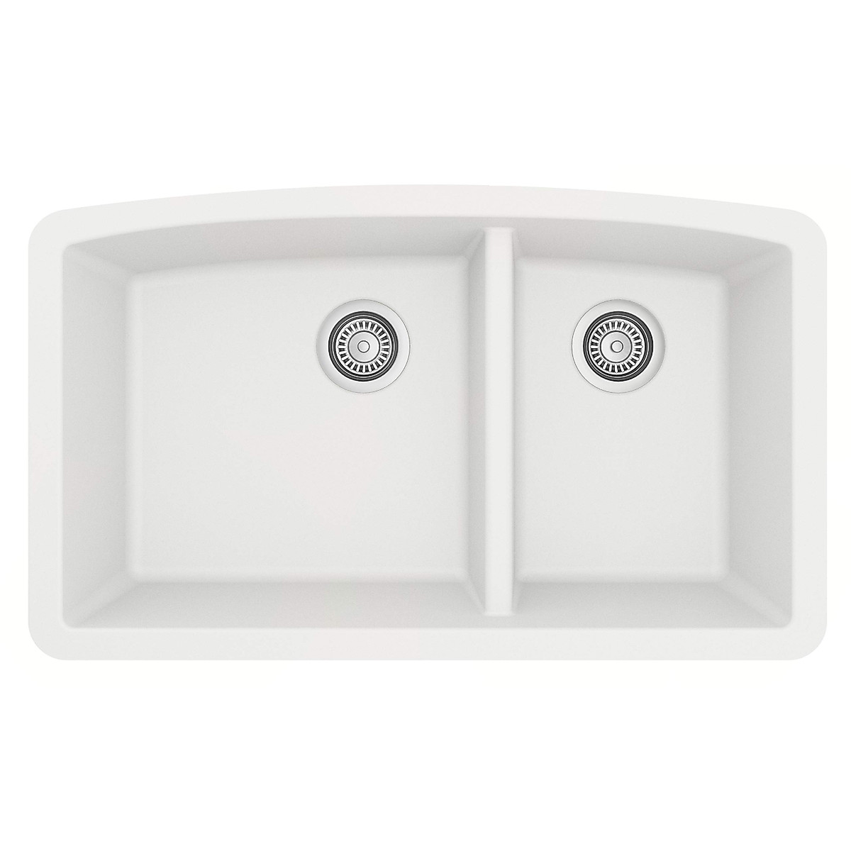 Karran QU-711 Undermount Quartz/Granite Composite Kitchen Sink 32 in. 60/40 Double Bowl in White