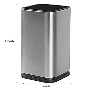 Stainless Steel Kitchen Utensil Holder for Countertop Large Utensil Caddy Organizer Rust Proof & Weighted Base for Stability, Rectangle Utensil Organizer, Cooking Utensil Holder Crock for All Kitchens