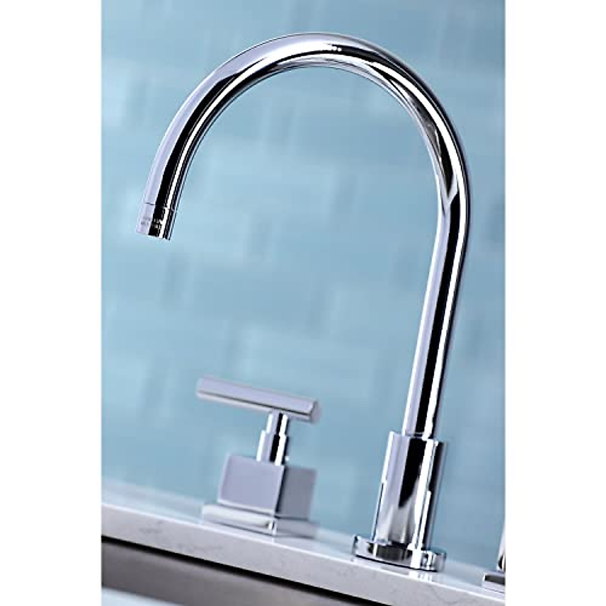 Kingston Brass KS8728CQL Claremont Widespread Kitchen Faucet with Plastic Sprayer, Brushed Nickel