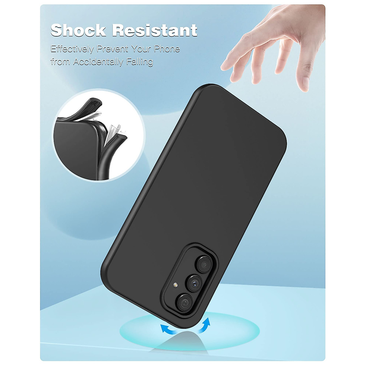 FNTCASE for Samsung Galaxy A54 5g Case: Shockproof Protective Silicone Phone Cases - Slim Full Protection Cell Phones Cover with Screen Protector - Dual Layer Rugged Cell Covers Black