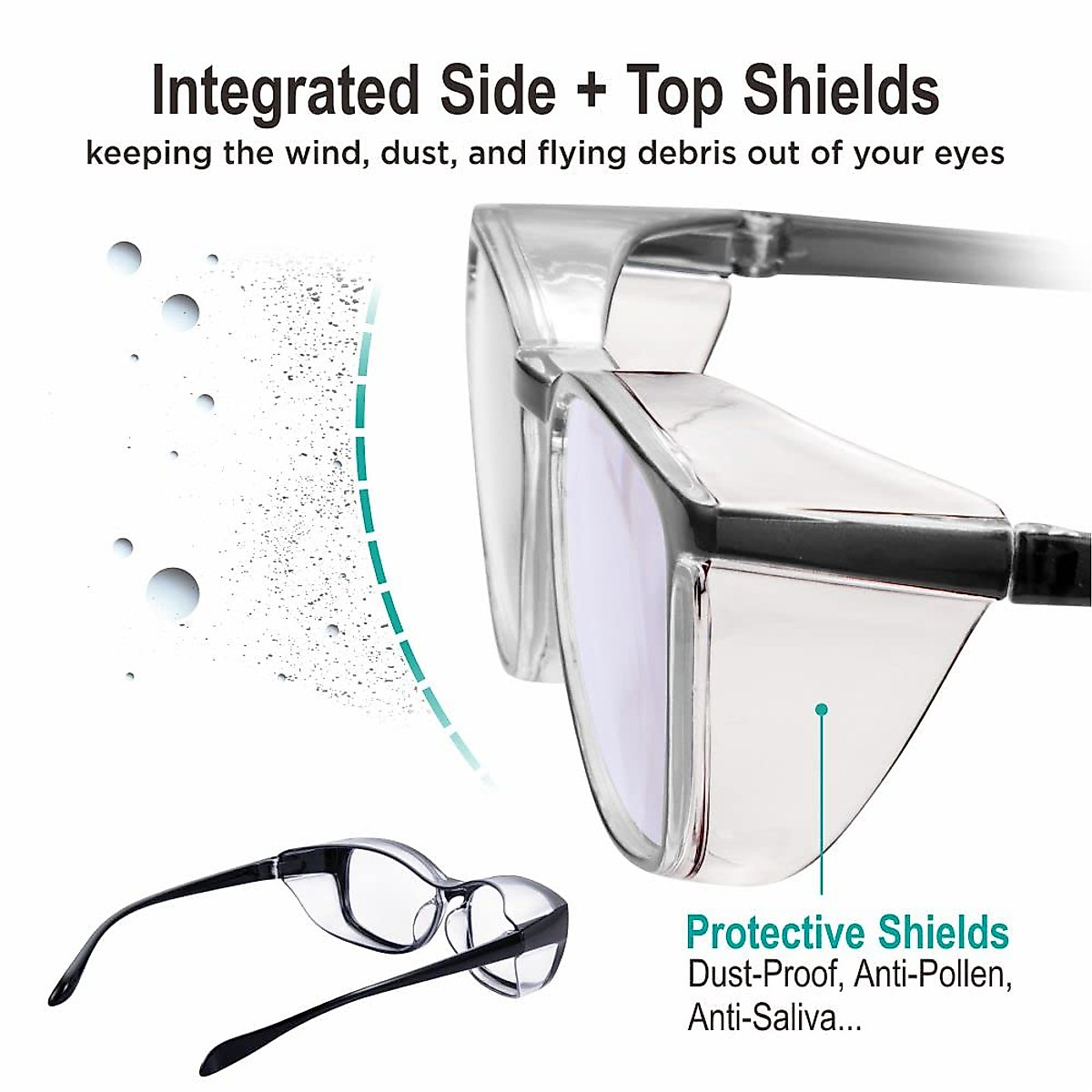 UNCLE SAM Safety Glasses with Side Shields – Blue Light Blocking Multifocal Reading Glasses, Anti-Fog & Anti-Blue Light Lenses, 3-Pair, Multi-Colors