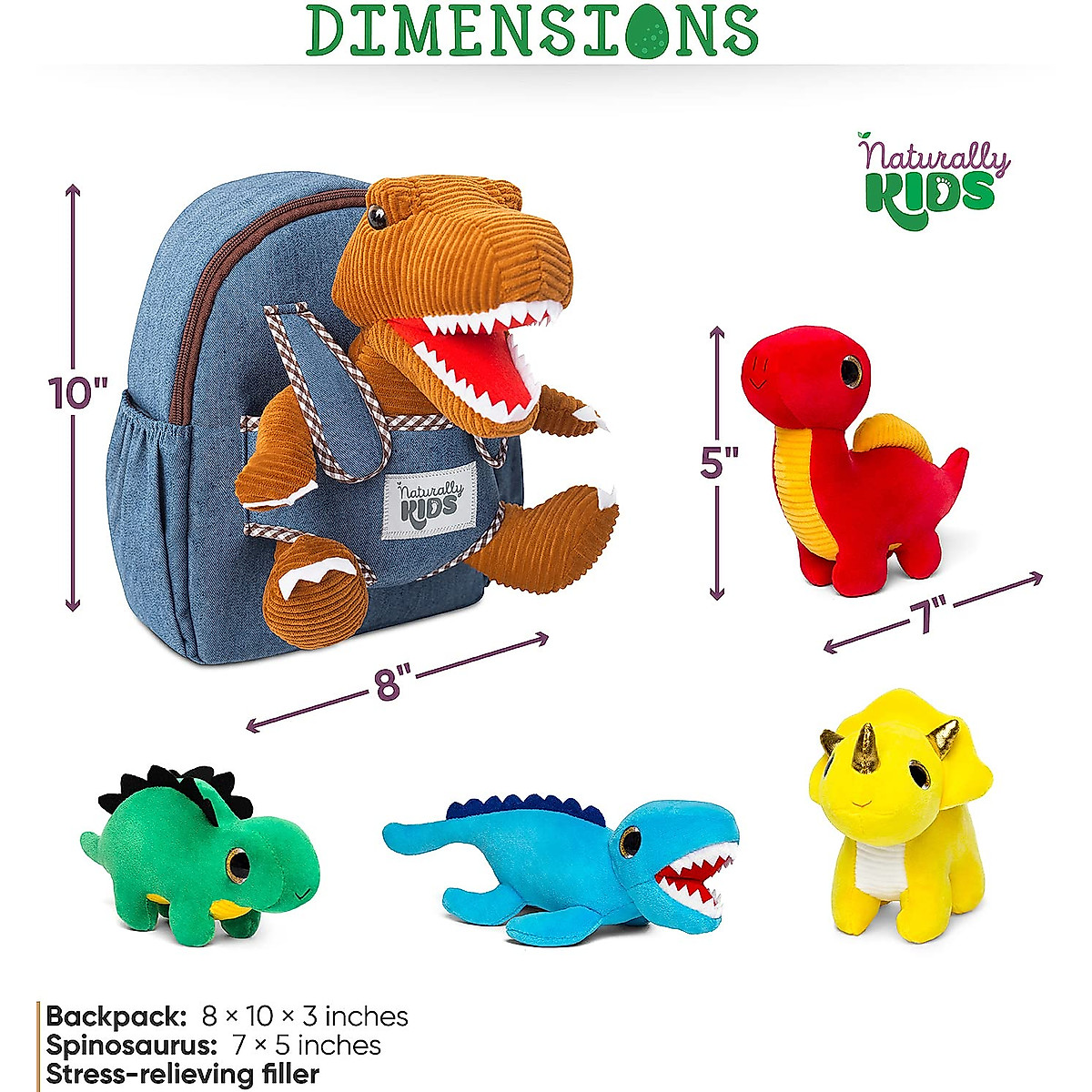 Dinosaur Toys for Kids 3-5, Dinosaur Toys for Kids 2-4, Gifts for 2 Year Old Boy, Gifts for 3 Year Old Boys, Toddler Dinosaur Backpack
