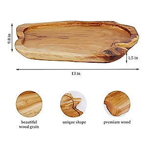 DeziWood Wooden Tray for Decor, Small Wood Serving Tray, Rustic Wood Decorative Tray, Farmhouse Candle Holder Decorative Tray for Home Decor, 13x9.8x1.5 Inch