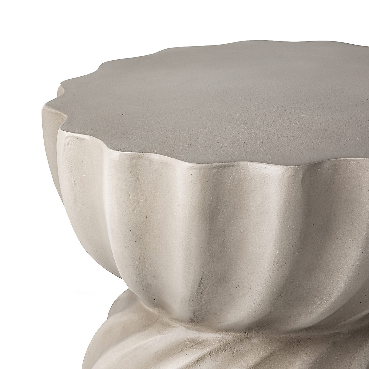 SUNBURY Concrete Side Table, Outdoor Side Table for Patio, 14" Outdoor Accent Table Patio Side Table End Table in Light Gray, Ceramic Side Table Garden Stool Log Table