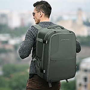 Maelstrom 40-50L Carry on Backpack,Travel Backpack for Men Women,17.3 Inch TSA Flight Approved Laptop Backpack with Hidden Shoe Bag, Expandable Large Computer Business Suitcase Backpacks-Grey