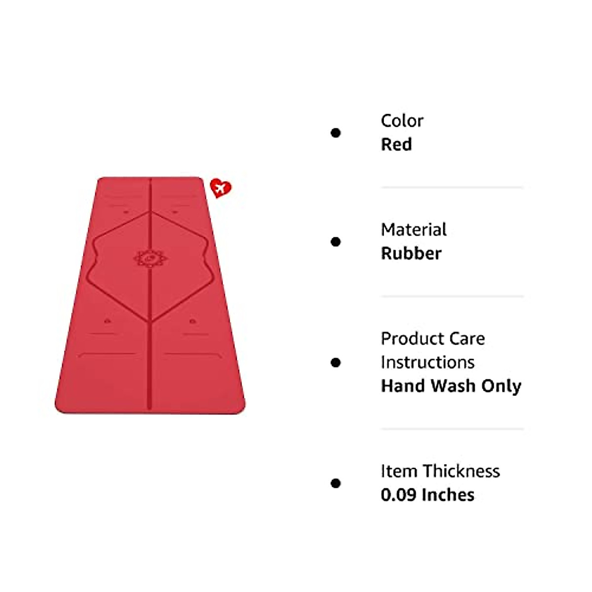 LIFORME Love Travel Yoga Mat- Free Yoga Bag, Patented Alignment System, Warrior-Like Grip, Non-Slip, Eco-Friendly, Ultra-Lightweight, Sweat Resistant, Long, Wide and Thick (Red)