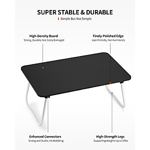 FISYOD Foldable Laptop Desk, Portable Lap Desk Bed Table, Lightweight Breakfast Table Tray Desk, Laptop Stand, Mini Table for Working Writing Drawing Eating Picnic-Black