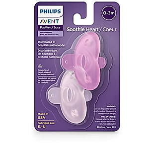Philips AVENT Soothie Heart Pacifier, 0-3 Months, Pink/Light Pink, 4 Pack, ‎SCF099/42