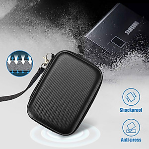 ProCase Hard Carrying Case Compatible for Samsung T7 / T7 Touch Portable SSD with Silicone Cover, Shockproof Storage Travel Organizer for T7 Touch Portable 500GB 1TB 2TB USB Solid State Drives -Black