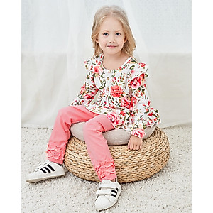 18 Months Girl Clothes Toddler Baby Girl Outfits Floral Shirt Top Pink Pants Fall Winter Little Girl Clothes 2T Outfit for Girl 18-24 Months