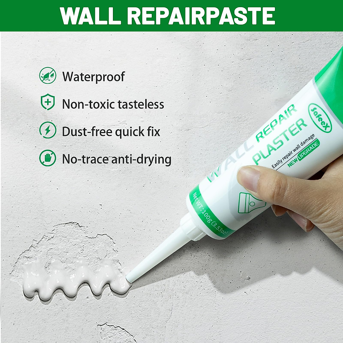 Drywall Repair Kit, 2 Pack Wall Mending Agent, Spackle Wall Repair Patch Kit with Scraper, Wall Surface Putty Repair Holes Fill and Quick Repair Crack for Home Wall by DOKLY