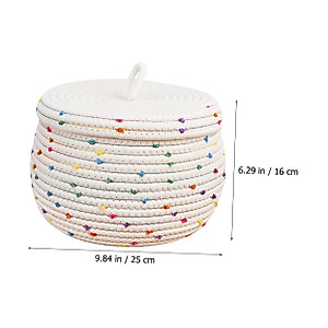 CHILDWEET Rope Storage Basket Round Storage Basket Small Baskets for Shelves Laundry Basket Woven Round Rattan Boxes Woven Storage Bin Rattan Storage Baskets Home Supplies Bedroom Organizer