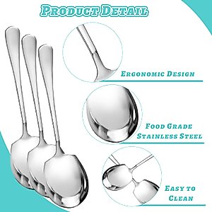 3 Pcs Large Serving Spoons, Stainless Steel Serving Spoon, Spoons Table Spoons, Long Handle Soup Spoons, Large Serving Tablespoons, Serving Spoons Set Kitchen Tool