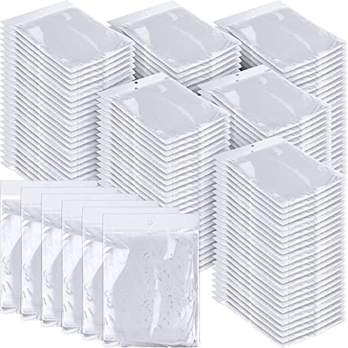 100 Pack of Adult Rain Ponchos with Hood, Disposable Rain Ponchos, Plastic Emergency Raincoat Poncho for Men Women Kids, Traveling Camping Hiking Outdoors Activities (White)