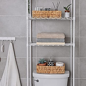 StorageWorks Water Hyacinth Basket for Toilet Paper, Wicker Baskets for Storage with Built-in Handles, 14 ¼"L x 6 ½"W x 3 ¾"H