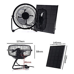 NUZAMAS 3W 6V Solar Panel Powered USB Mini Fan for Camping Caravan Yacht Greenhouse Dog House Chicken House Ventilator