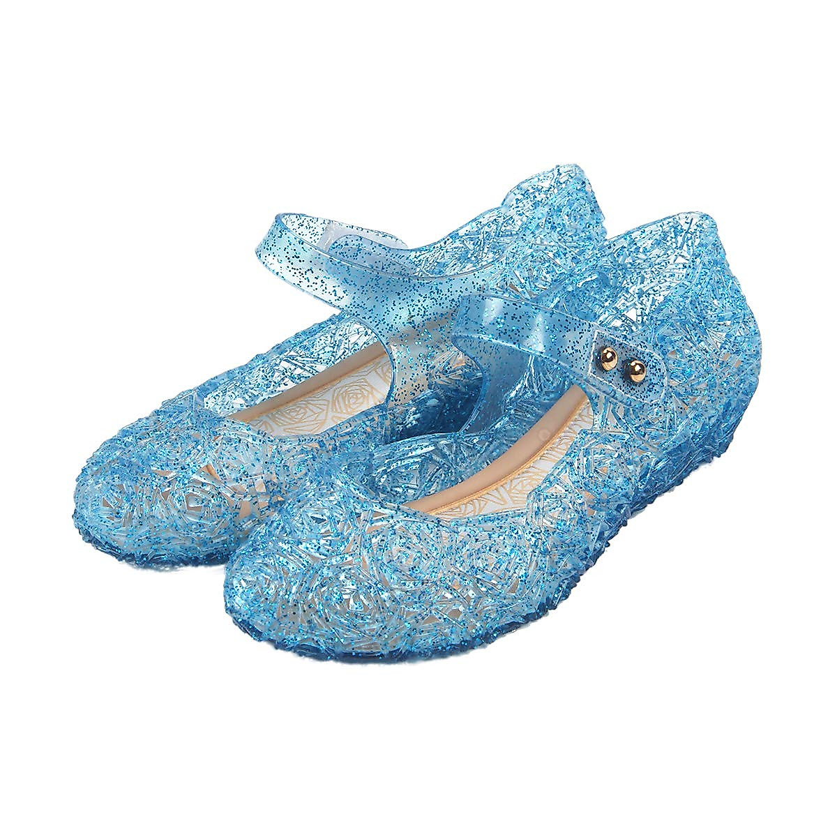 GUGUYeah Princess Costumes Jelly Flats Shoes, Cosplay Birthday Party Dress Up Sandals for Little Girls, Toddler or Kids Blue