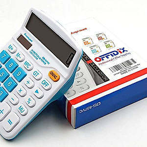 OFFIDIX Office Desktop Calculator, Solar and Battery Dual Power Electronic Calculator Portable 12 Digit Large LCD Display Calculator, Calculators Large Display Blue