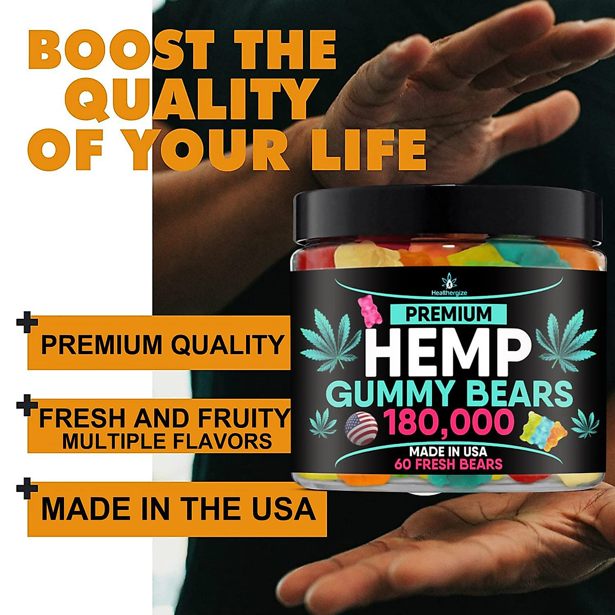 Healthergize Hеmр Gummies Bears-Great for Sleep, Joints, Relax, Calm, Muscles, Discomfort, Skin-Natural Hemp Gummy Bears-Variety of Fun Fruity Flavors-Natural Hеmр Party-Made in USA