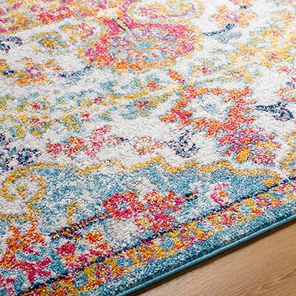 Livabliss Odelia Vintage Bohemian Area Rug,3'11" x 5'7",Orange/Aqua