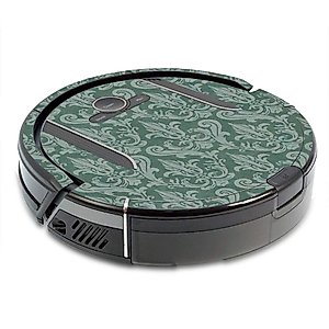MightySkins Skin Compatible with Shark Ion Robot R85 Vacuum Minimal Cover - Teal Damask | Protective, Durable, and Unique Vinyl wrap Cover | Easy to Apply, Remove, and Change Styles | Made in The USA