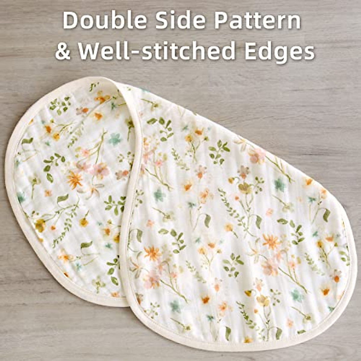 LifeTree Muslin Baby Burp Cloths, Soft Bamboo Cotton, Large Baby Washcloths, Face Towel, Burping Rags, Bibs for Newborn Boys Girls, Set of 2 (Floral & Dusty Pink Checkerboard)